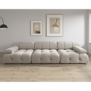 BOKIFOL Sectional Sofa, 104'' Modular Sectional Couch Modern Velvet Sofa 3-Seater Couch for Living Room, Apartment(Beige