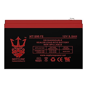12V 9.5Ah SLA Replacement Battery for 12V 7Ah, 8Ah, 9Ah with F2 connectors + Longer battery run-time - 2 Pack