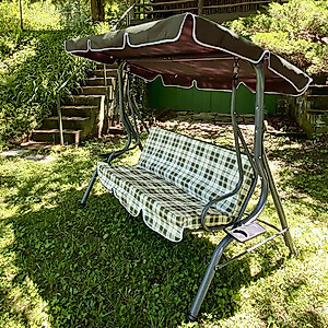 LZBMIEF Swing Canopy Replacement, Swing Chair 2/3 Seater Canopy Cover Waterproof Porch Garden Hammock Top Cover for Outdoor Patio Garden Furniture Swing Chair (Coffee, 76.7"x49.2"x5.9")