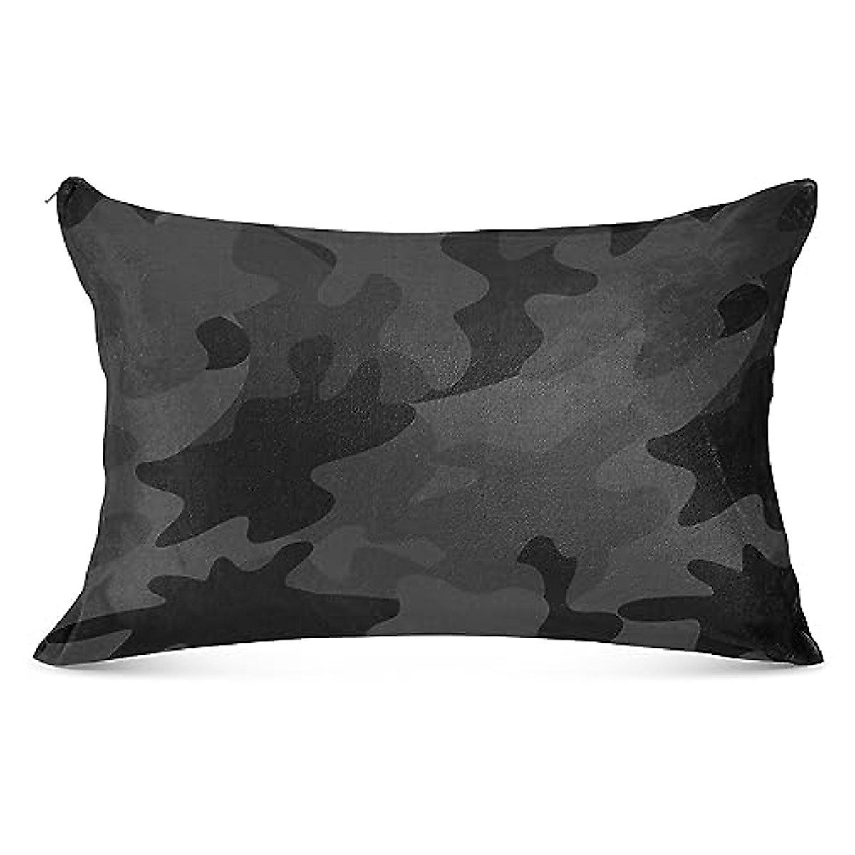 Black Grey Camouflage Pillow Cases King Size Velvet Pillow Covers Super Soft Decorative Pillowcase with Zipper for Women Men Bedroom Sofa Couch