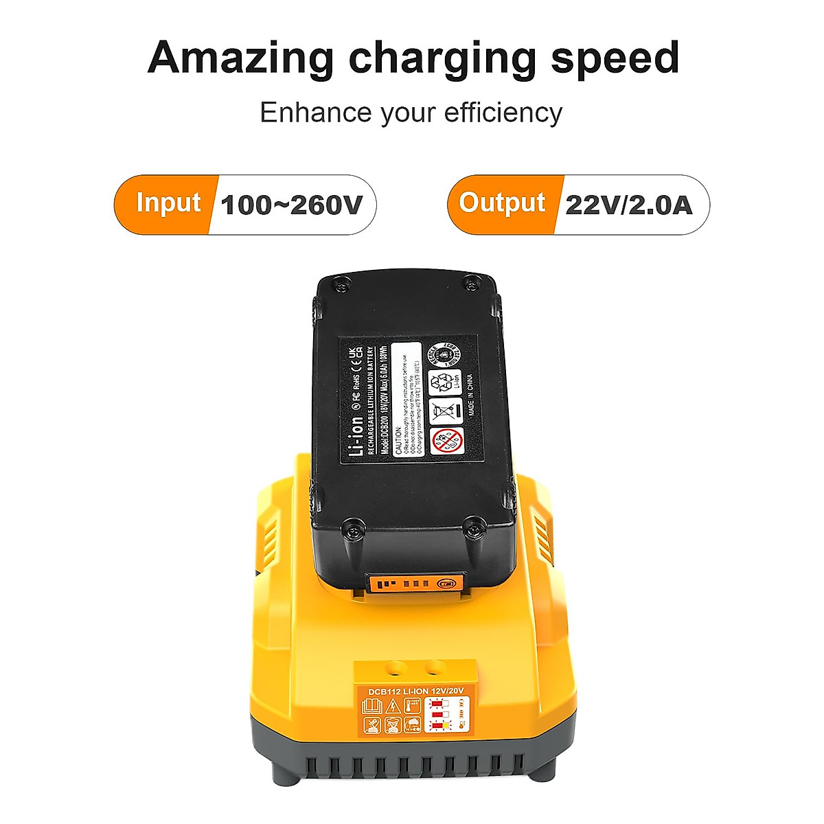 TeenPower Upgraded 20V 6.0Ah Battery Replacement for Dewalt 20v Battery 2Pack with DCB112 Charger Combo