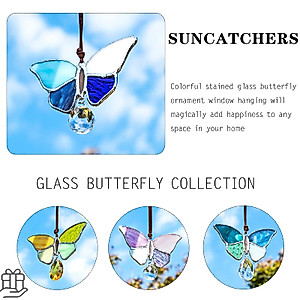 H&D HYALINE & DORA Tiffany Stained Glass Window Hangings Butterfly Shaped Art Style Sun Catcher Windows Panels for Home Garden Party Christmas Day Gift