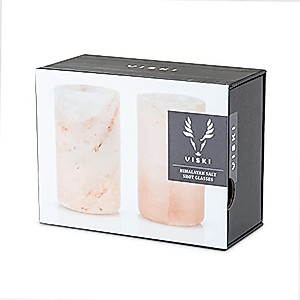 Viski Himalayan Salt Shot Glasses, Unique Pink Salt Shooters Gift Set for Tequila and Mezcal, 2 Oz Set of 2
