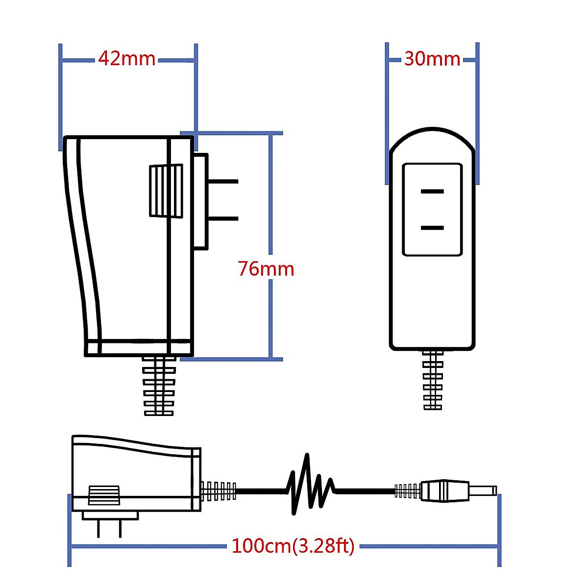 (Plesae Check The Output Size by Pic) DIKOO AC Power Adapter Output 6V 1A Wall Charger DC Adapter 3ft Length US Plug 5.5 x 2.5/5.5 x 2.1mm