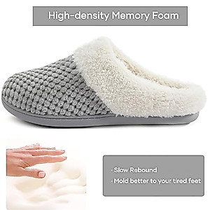 ULTRAIDEAS Women's Lamb-hug Comfy Fleece House Slippers Memory Foam, Slip-on House Shoes Indoor Outdoor (Grey, Size 9-10)