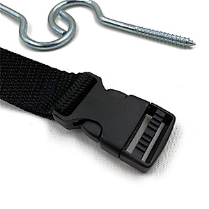 HTTMT- Single Kayak Wall Hanger Storage Strap Garage Canoe Hoists55 lb Capacity for Indoor/Outdoor Room Wall Strap Hanger Mounting [P/N: KAYAK-W06-BK]