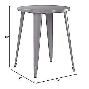 Flash Furniture Commercial Grade 24" Round Silver Metal Indoor-Outdoor Table