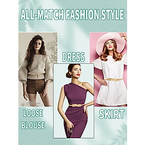 onenine Gold belt for women's dress,elastic pendant chain belt,gold chain belt, Gold & Silve (jinse shuye)