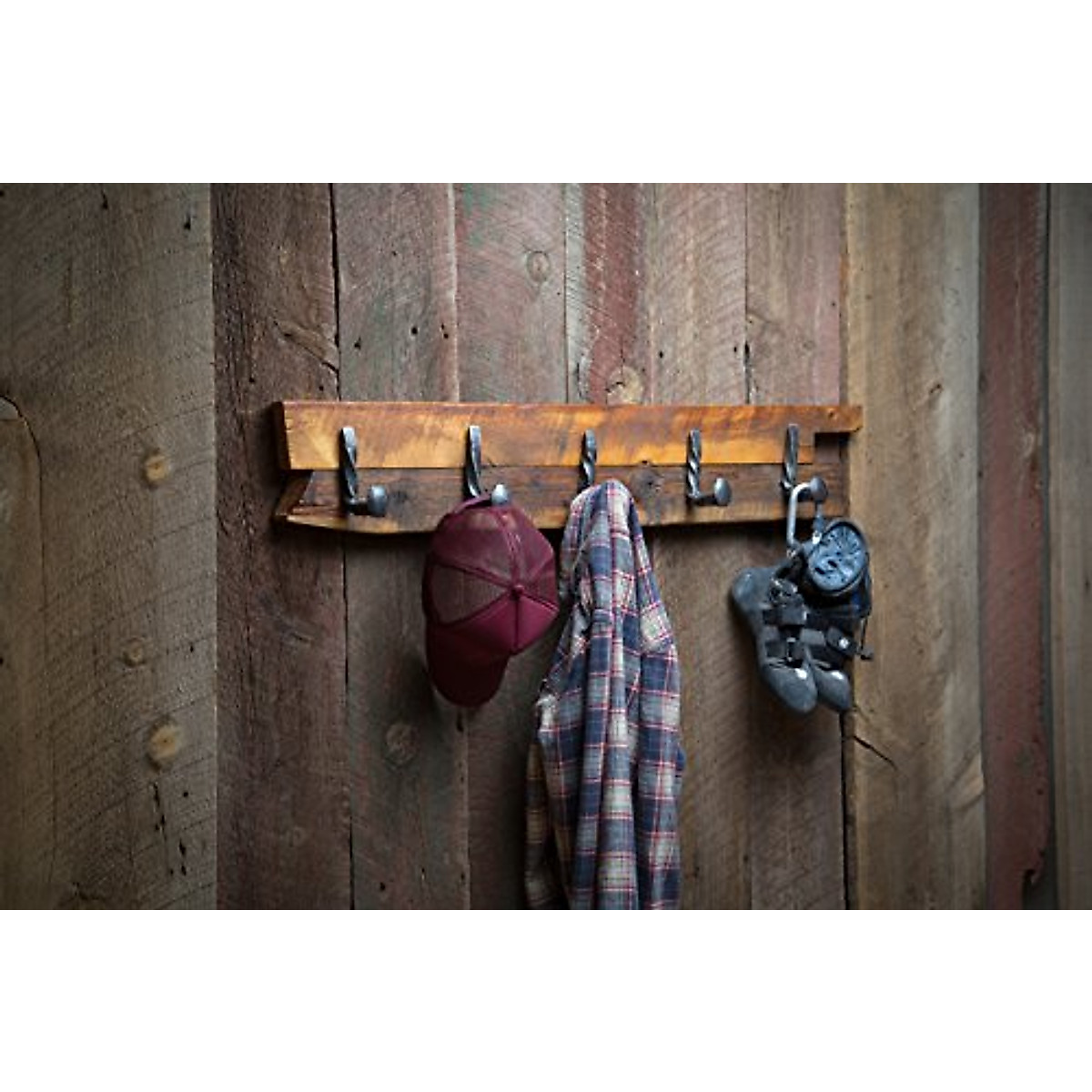 Twisted Reclaimed Railroad Spike 5 Hook Rack