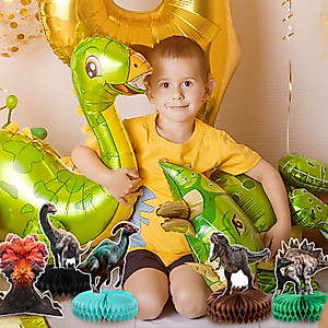 10 Pcs Dinosaur Centerpieces For Birthday Party 3D Dino Honeycomb Table Decorations Safari Jungle Animal Theme Baby Shower Table Paper Topper Stand Decor For Boys Girls Kids