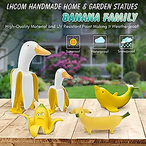 Lhocm Garden Decor Statues Figurines Ornaments, Creative Resin Banana Duck Garden Gnomes, Personalized Duck Statues for Home, Patio, Lawn, Yard, Office, Outdoor Decorations, Housewarming Garden Gifts