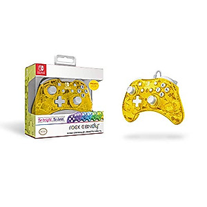 PDP Rock Candy Wired Gaming Switch Pro Controller - Pineapple Pop Yellow / Clear - Licensed by Nintendo - OLED Compatible - Compact, Durable Transparent Travel Controller - Holiday & Birthday Gifts