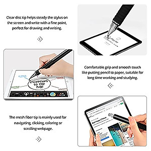 Capacitive Stylus Pen (4 Pack), Universal Stylist Pens [2 in 1 Precision Series] Fine Point Disc Stylus Touch Screen Pens for iPhone/iPad/Android/Tablet and All Capacitive Touch Screens