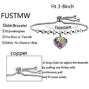 FUSTMW Autism Awareness BraceletGifts for Autistic Colorful Puzzle Piece Key Ring Jewelry Gifts(Autism Awareness bracelet)
