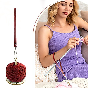 LAMHIMD Wrist Yarn Holders, Wooden Yarn Ball Holders, Portable Yarn Holders with Leather Wristband for Crocheting, Yarn Spinners are Gift for Crochet Lover
