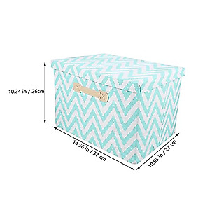 Garneck Stackable Storage Bins Box Foldable Clothes Organizer with Lid Fabric Cubby Baskets Cubes for Clothes Blankets Closets Bedrooms Blue