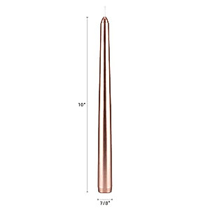 Mega Candles 12 pcs Unscented Rose Gold Taper Candle, Hand Poured Wax Candles 10 Inch x 7/8 Inch, Home Décor, Wedding Receptions, Baby Showers, Birthdays, Celebrations, Party Favors & More