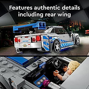 LEGO Speed Champions 2 Fast 2 Furious Nissan Skyline GT-R (R34) 76917 Race Car Toy Model Building Kit, Collectible with Racer Minifigure, 2023 Set for Kids