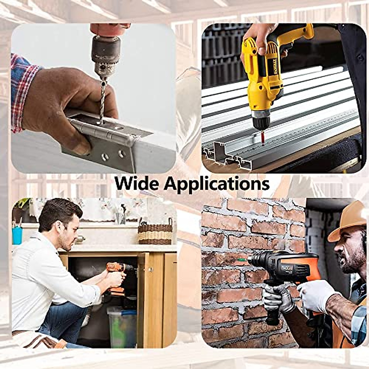 Watris Veiyi Self Centering Hinge Drill, Centering Bits, Hex Shank Center Drill Bit Set, Center Hole Bit, Door Window Cabinet Centering Drill Bits Hinge Opening Tool(5mm&1/4")