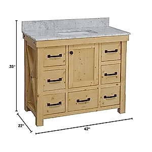 Tuscany 42-inch Bathroom Vanity (Carrara/Driftwood): Includes Driftwood Cabinet with Authentic Italian Carrara Marble Countertop and White Ceramic Sink
