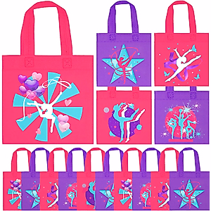 BANBALLON 20 Packs Gymnastic Party Favor Bags Birthday Non-Woven Bags Reusable Gymnastic Goodie Gift Treat Candy Bags for Baby Shower Gymnastic Birthday Party Decorations