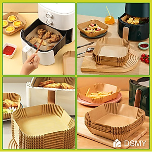 DSMY 150 PCS Air Fryer Disposable Paper Liners,8 Inch Square Parchment Disposable Paper Liner for 5-8QT Air Fryer,Baking, Roasting and Microwave, Non-Stick Airfryer Accessories