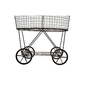 Creative Co-op Vintage Metal Laundry Basket with Wheels 25" x 15" x 26 3/4" (W x D x H)