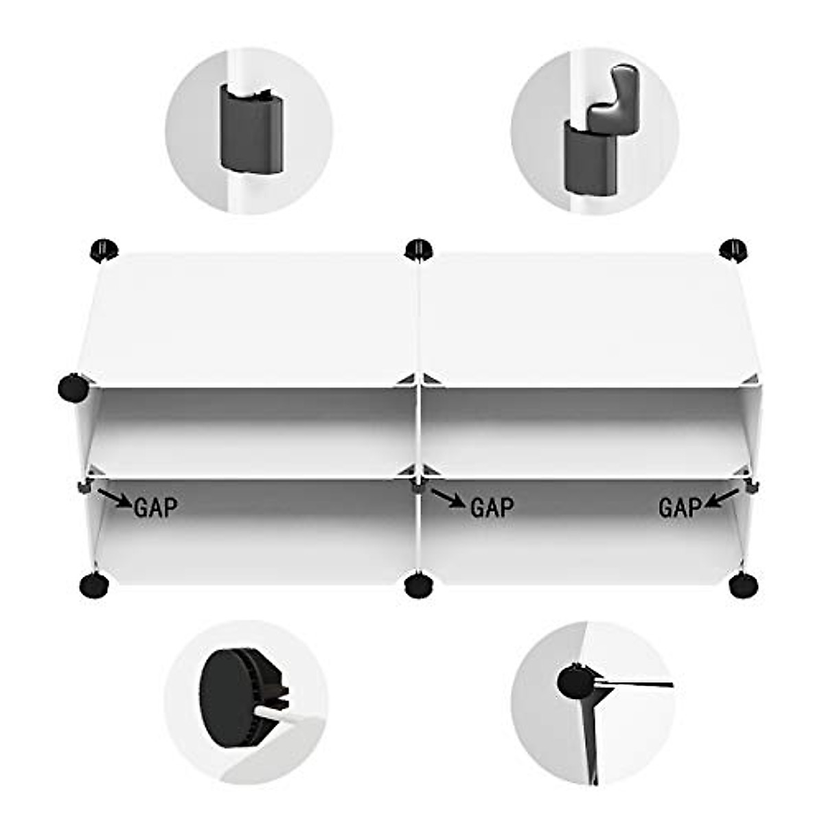 KOUSI Portable Shoe Rack Organizer 72 Grids Tower Shelf Storage Cabinet Stand Expandable for Heels, Boots, Slippers, White
