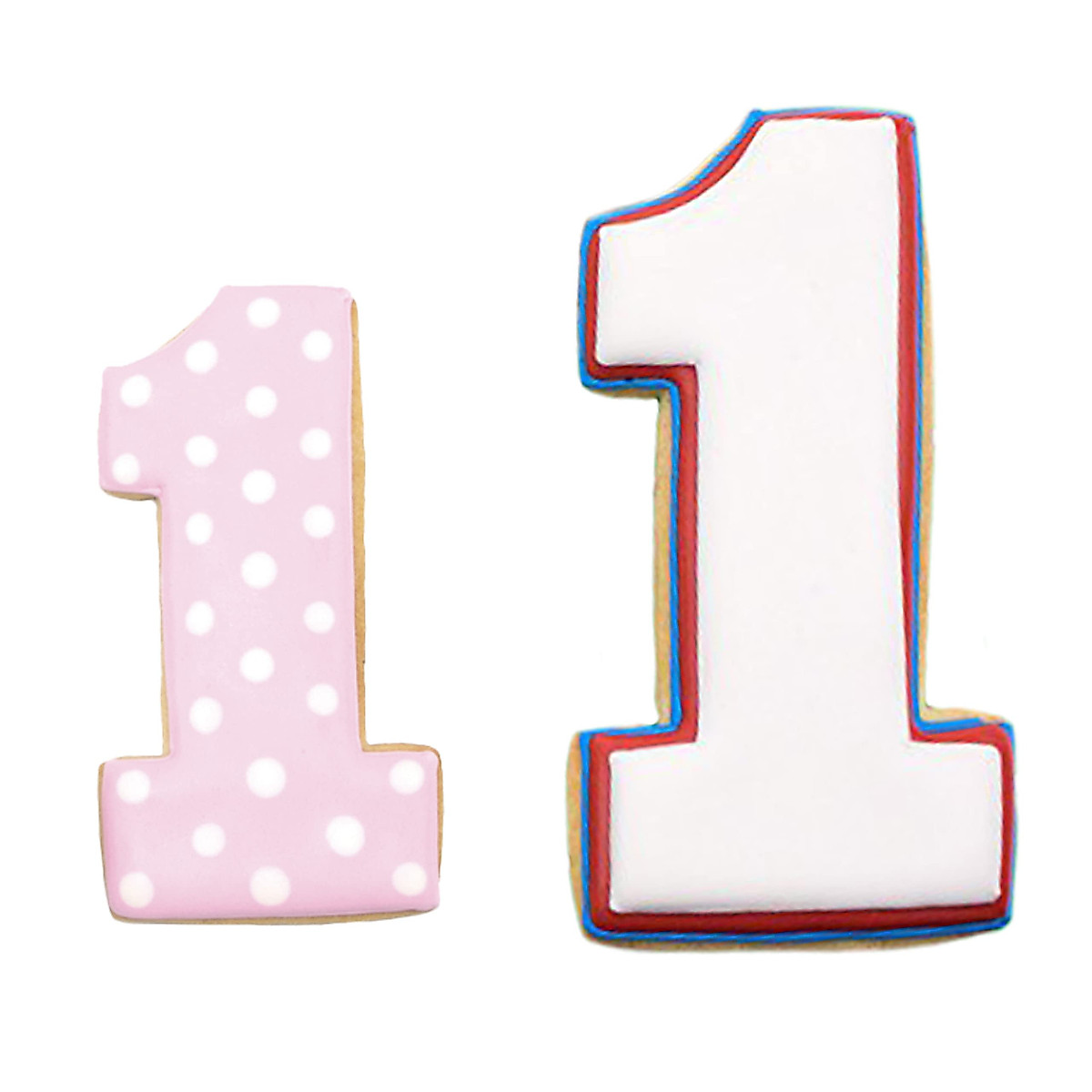 Number 1 Cookie Cutter 2-Pc. Set Made in USA by Ann Clark, 3.25", 4.5"