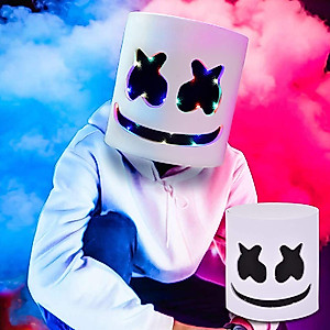 Omaky Halloween LED DJ Mask Music Festival Full Head Light Up Masks for Man Women Kids Thanksgiving Christmas Halloween Party