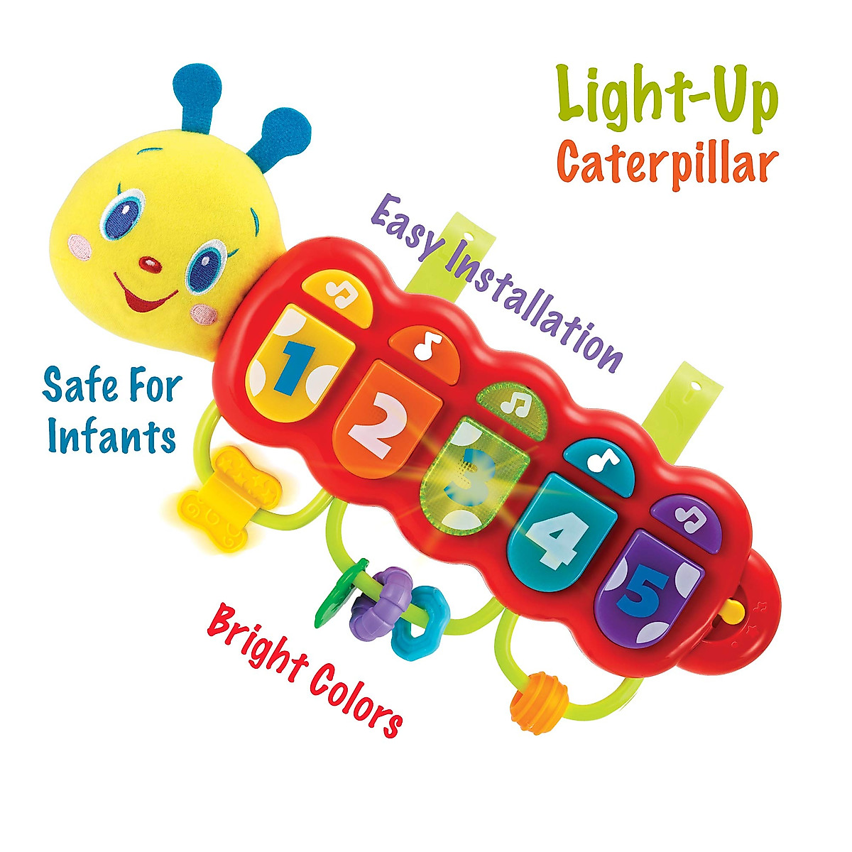 KiddoLab Lira Baby, w/Lights & Music, Spinner & Rings, Musical Caterpillar, Musical Baby Toys 3 Plus Months, Baby Caterpillar Toy, Baby Toy Caterpillar, Caterpillar Stuffed Animal Soft Head for Babies