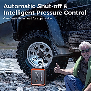 Tire Inflator Portable Air Compressor -Upgraded Air Pump for Car Tires with Tire Pressure Gauge (Max 150 PSI), Auto Shut-Off Tire Pump with LED Light for Car Motor Bike Ball