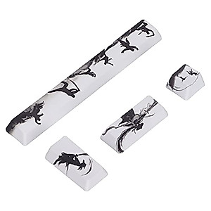4Pcs Custom Keycaps, Space, ESC, Enter and Numpad Enter Keys Comfortable Feel Color Lasting Cartoon Pattern DIY PTB Keycaps for DIY Mechanical Keyboards（Knight ）