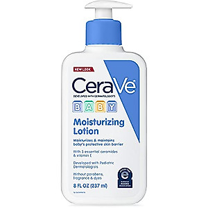 CeraVe Baby Lotion | Gentle Baby Skin Care with Ceramides, Niacinamide & Vitamin E | Fragrance, Paraben, Dye & Phthalates Free | Lightweight Baby Moisturizer | 8 Ounce | Packaging May Vary