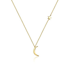 Tasiso Dainty Moon and Star Pendant Necklace Gold Crescent Moon Necklace Delicate Tiny Star Charm Necklace Minimalist Jewelry for Women 46cm