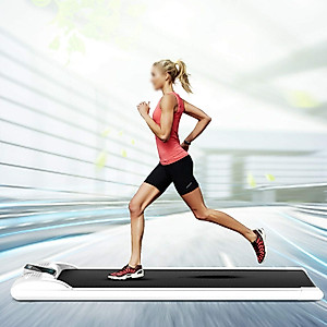 Slim Flat Treadmill Under Desk Treadmill,0.5HP Electric Treadmill Walking Jogging Machine with Remote Control and Touchable LED Display for Home Office 1-7KM/H