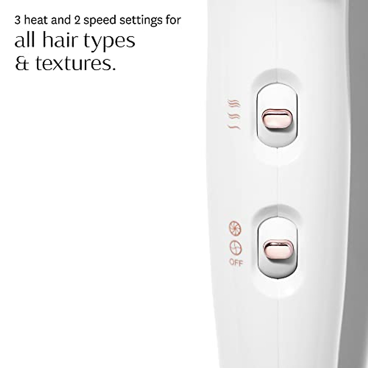 T3 Fit Compact Hair Dryer, White/Rose Gold, 1 Count