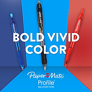 Paper Mate Ballpoint Pen, Profile Retractable Pen, Medium Point (1.0mm), Black, 12 Count