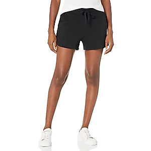 Amazon Essentials Women's Fleece Shorts with Pockets, Black, Medium