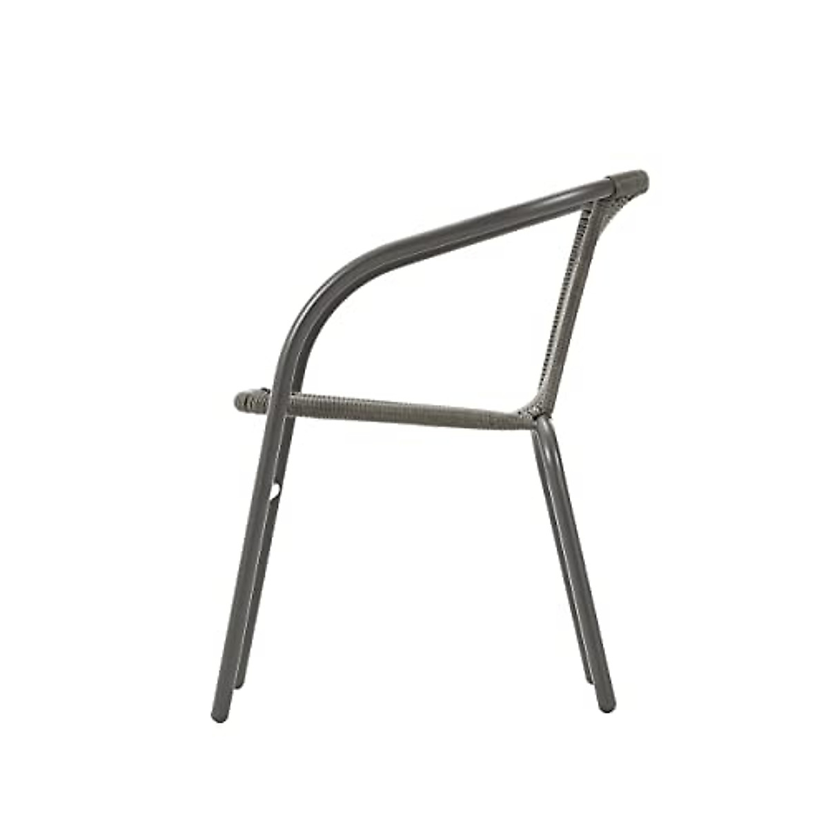 Pack of 6 Gray Wicker Rattan Indoor-Outdoor Dining Chairs | Patio Dining Chairs | Outdoor Restaurant Stackable Chairs. Deck Chairs (6)