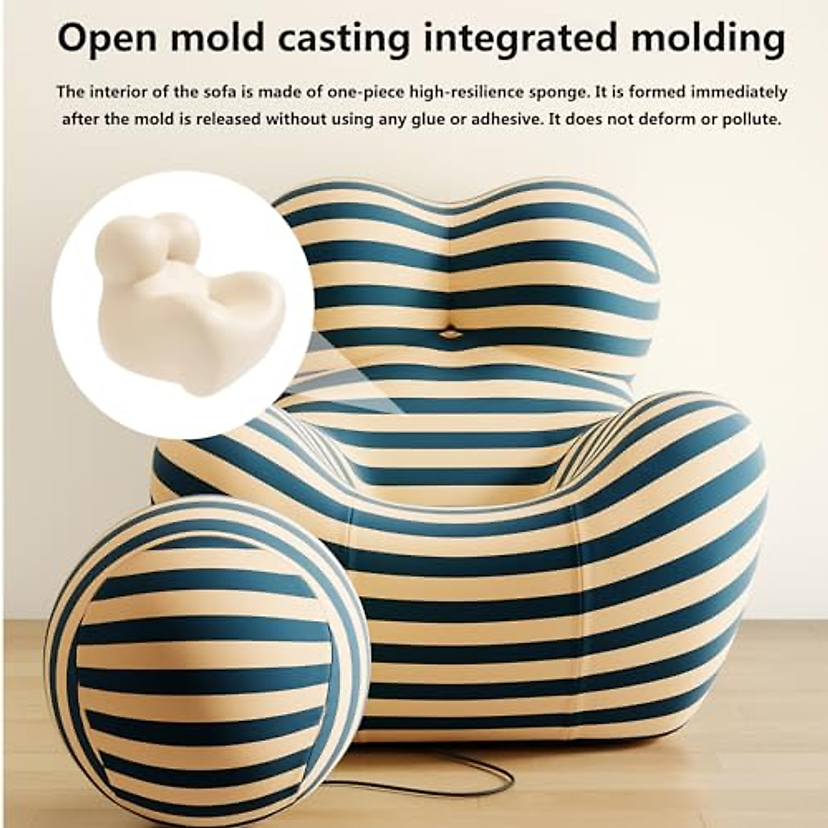 ESRADA Upholstered Lazy Chair with Ottoman Accent Sofa Chair Single Sofa Chair,Integrated High Resilience Sponge Lazy Sofa Chair,Massage Deep Buttons cyan-30 * 28inch