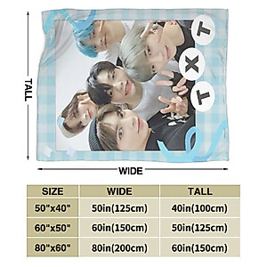 Kpop TXT Throw Blanket Tomorrow X Together Merch Yeonjun Soobin Taehyun Hueningkai Beomgyu Collage Blanket Soft Warm Bed Blanket 80"X60"