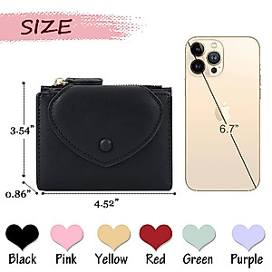 Sunwel Fashion Small Wallet with Heart Bifold Wallet Zipper Pocket Cash Card Holder Coin Purse for Women Girls (PURPLE)