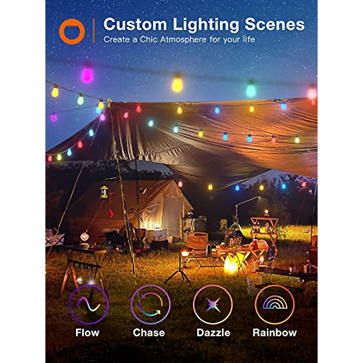 addlon 96FT Outdoor String Lights, Dimmable Outdoor Lights with Remote & APP Control, Patio Lights with 30 Waterproof Shatterproof LED Bulbs, Smart RGB String Lights Outsides Work with Alexa for Patio