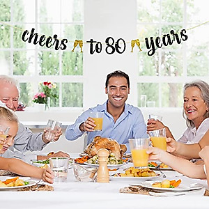 Glitter Cheers to 80 Years Banner, 80th Birthday Decorations for Men or Women, 80th Birthday Banner, 80th Birthday Garlands Bunting Decor