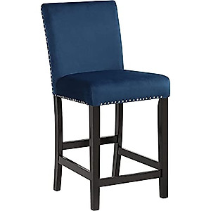 New Classic Furniture Celeste 5-Piece Faux Marble Round Counter Set with 1 Table and 4 Chairs, 42-Inch, Blue