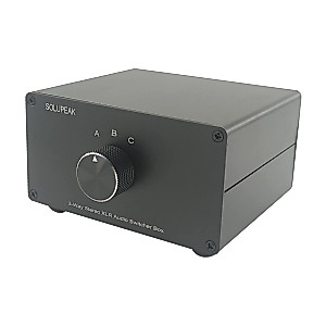 SOLUPEAK 3-Way XLR Stereo Audio Switch Box, Balanced Audio Converter, Passive Signal Source Audio Input Selector Switcher Splitter Box 3 in 1 Out (X301)