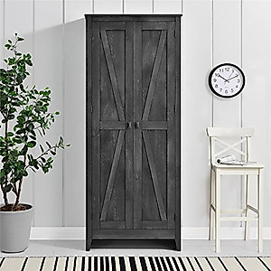 Ameriwood Home Farmington Wide Storage Cabinet, 31.5", Rustic Gray & Home Farmington Wide Storage Cabinet, 18", Rustic Gray,7531196COM