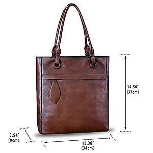Genuine Leather Handbag Purses for Women Top Handle Bag Lady Work Tote Bags Retro Satchel (Coffee)