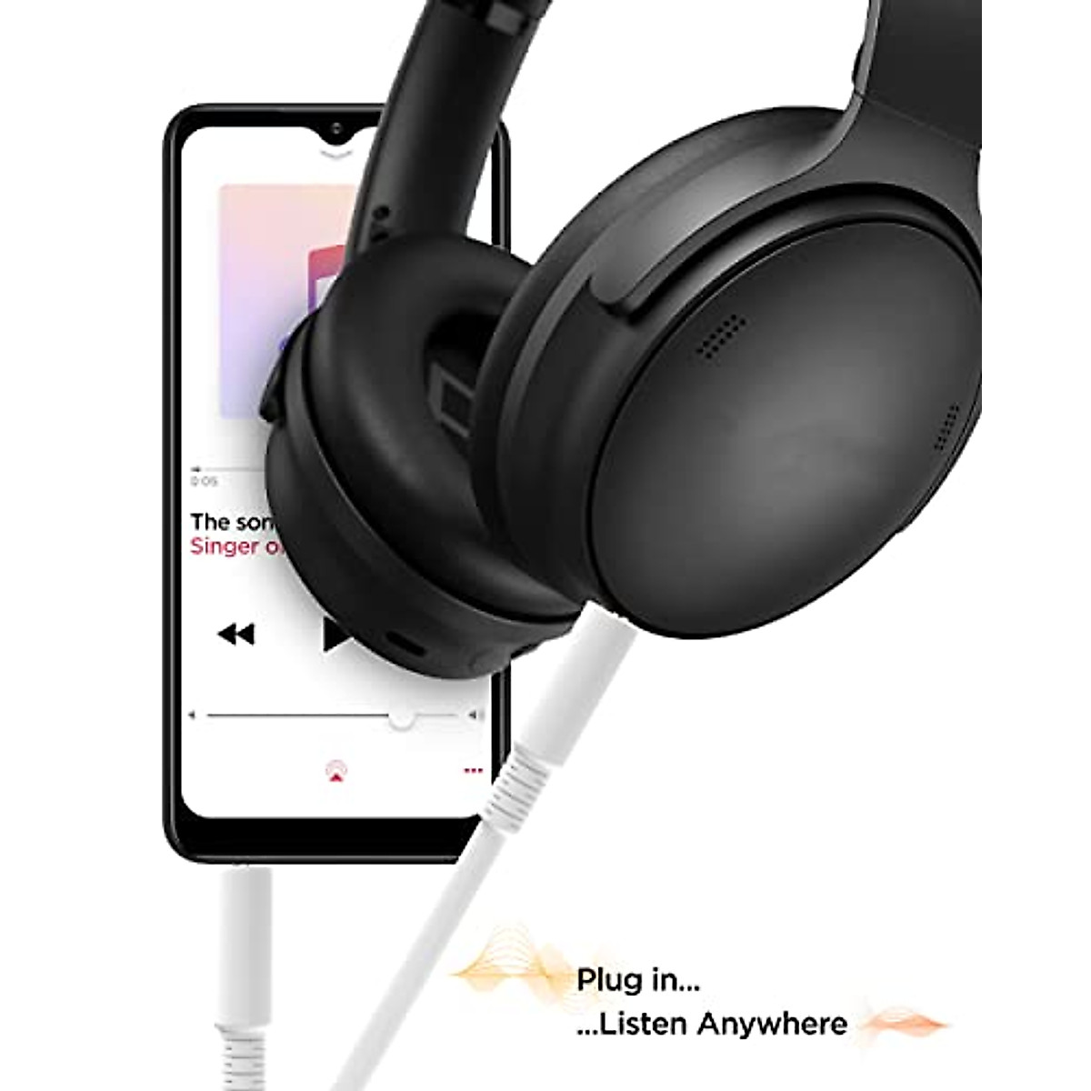 GALVANOX Replacement Cord for Bose Headphone Cable Compatible with Bose QC35 II / QC45 (White)